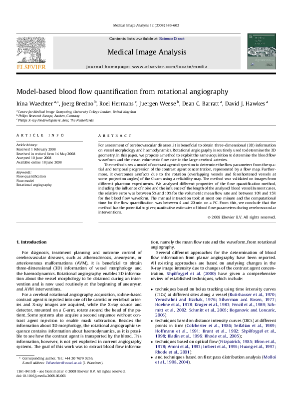 (PDF) Model-based blood flow quantification from rotational angiography ...