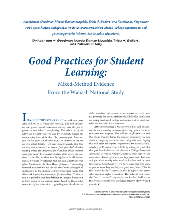 (PDF) Good Practices for Student Learning