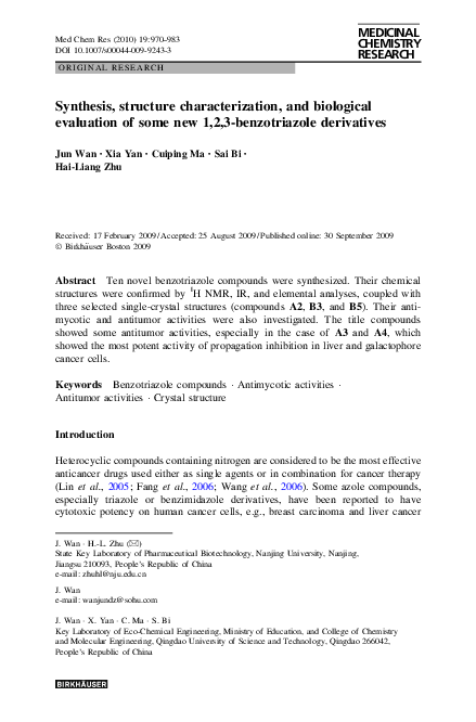 (PDF) Synthesis, structure characterization, and biological evaluation of some new 1,2,3 ...