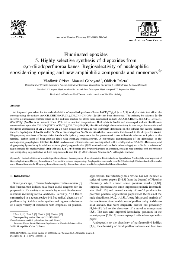 (PDF) Fluorinated epoxides