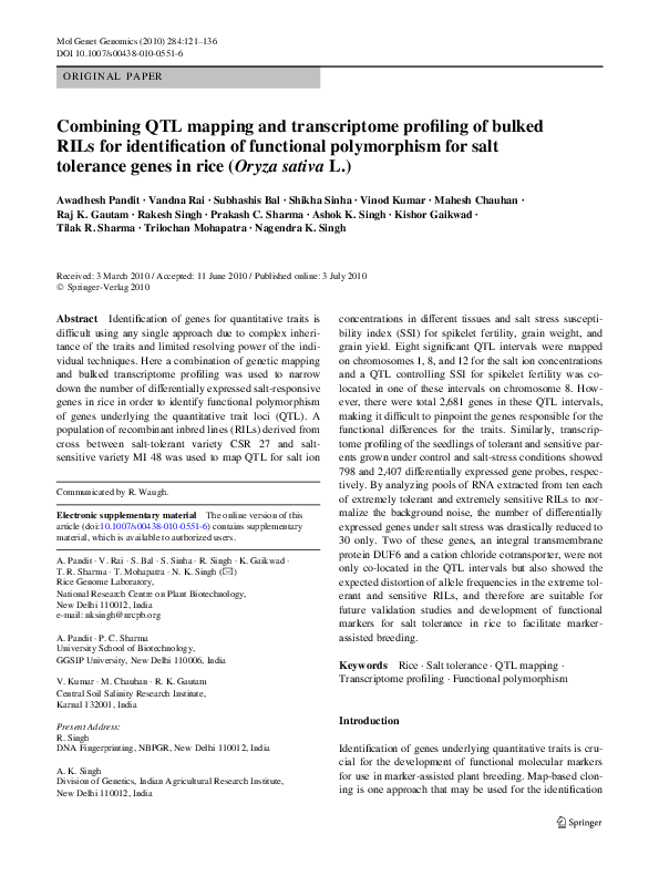 (PDF) Combining QTL mapping and transcriptome profiling of bulked RILs for identification of ...