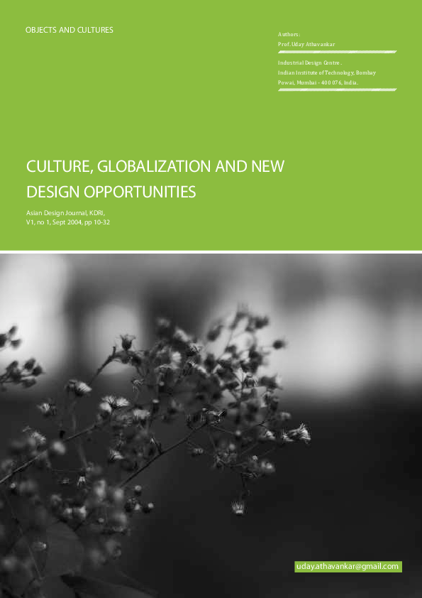 (PDF) Culture, Globalization and new Design opportunities