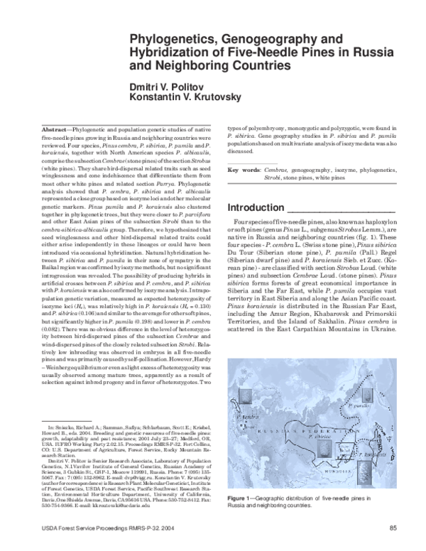 (PDF) Phylogenetics, genogeography and hybridization of five-needle ...