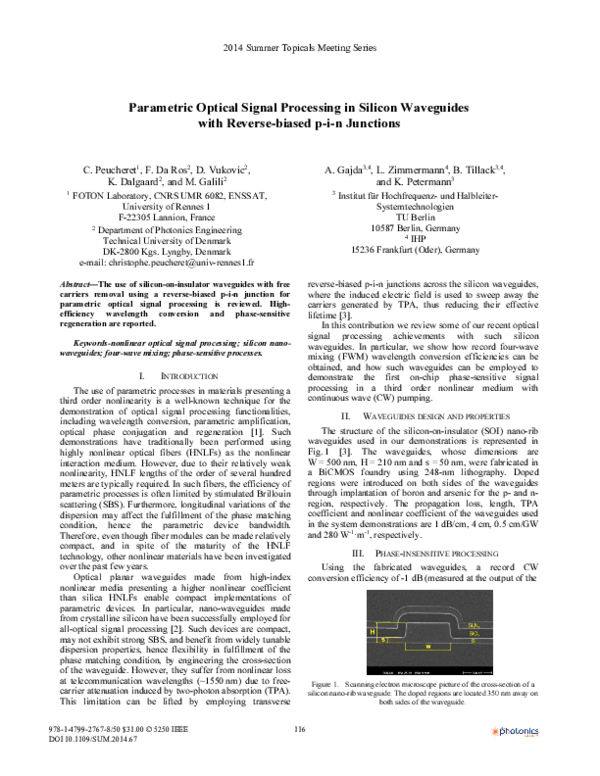 (PDF) Parametric optical signal processing in silicon waveguides with ...