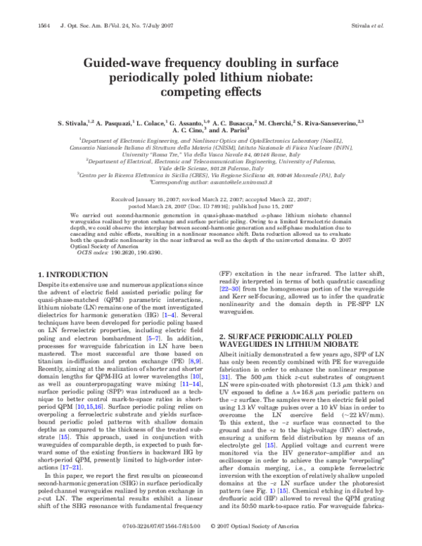 (PDF) Guided-wave frequency doubling in surface periodically poled lithium niobate: competing ...