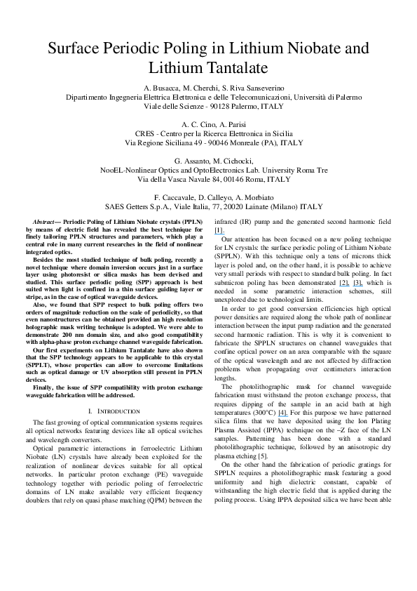 (PDF) Surface Periodic Poling in Lithium Niobate and Lithium Tantalate
