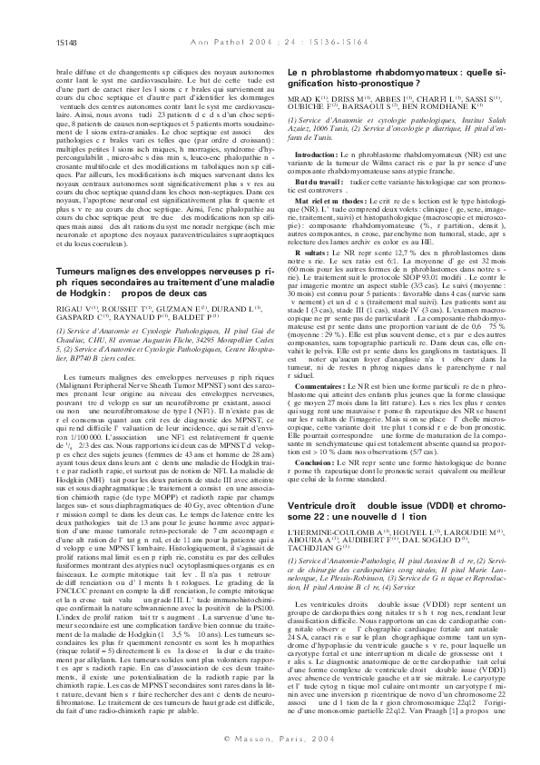 (PDF) Ventricule droit à double issue (VDDI) et chromosome 22 : une ...