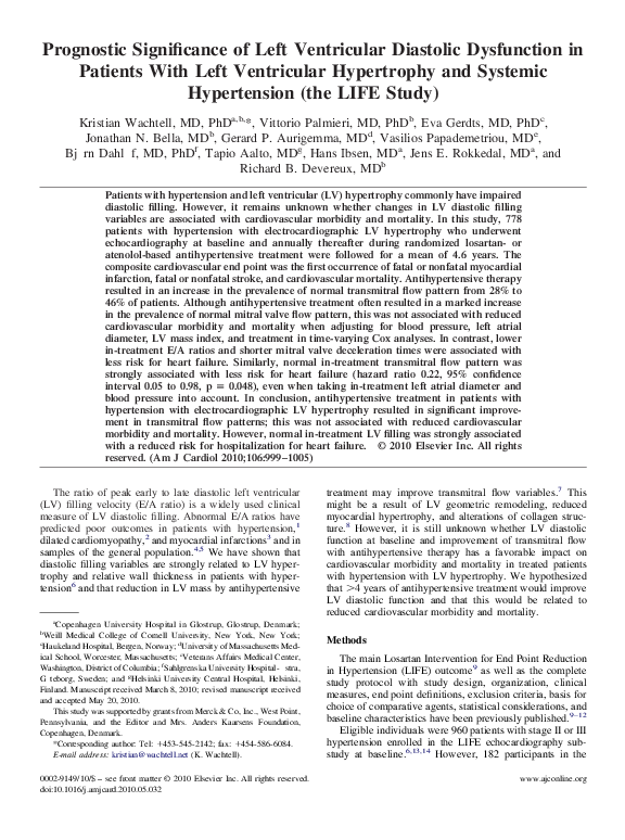 (PDF) Study of left ventricular diastolic dysfunction in recently diagnosed hypertensives in ...