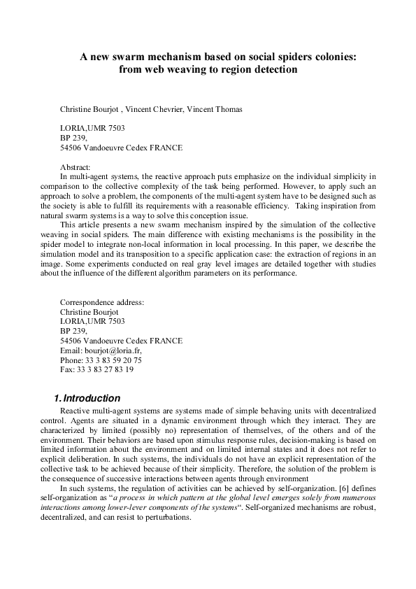 (PDF) A new swarm mechanism based on social spiders colonies: from web ...