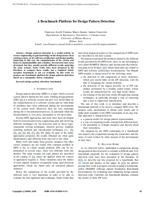 (PDF) A Benchmark Platform for Design Pattern Detection