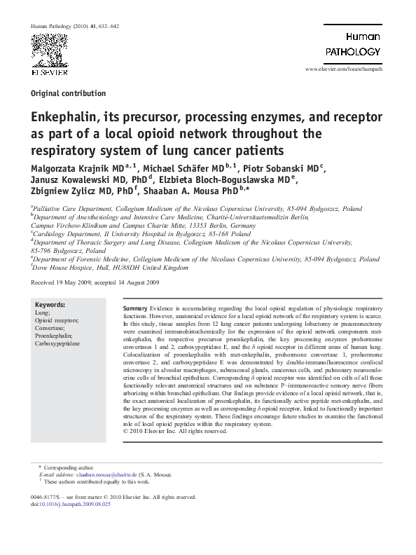 (PDF) Enkephalin, its precursor, processing enzymes, and receptor as ...