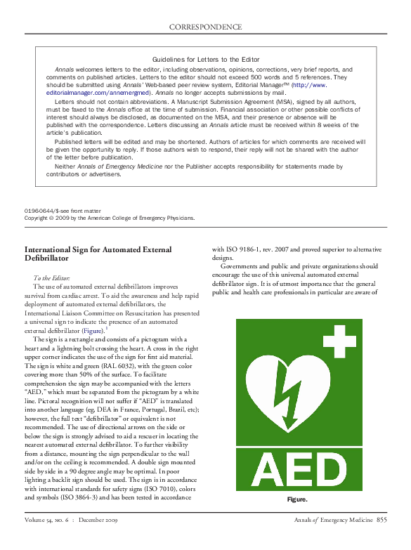 (PDF) International Sign for Automated External Defibrillator
