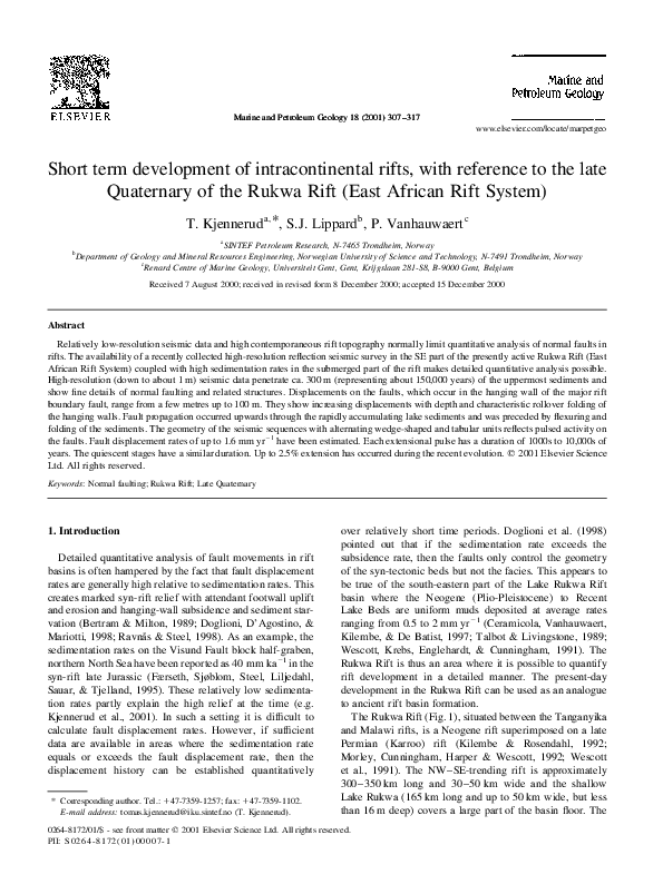 (PDF) Short term development of intracontinental rifts, with reference ...