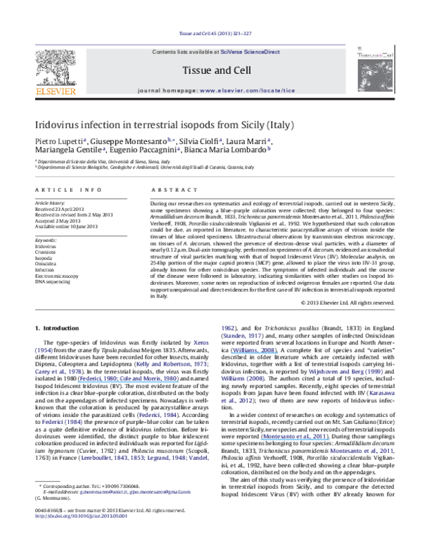 (PDF) Iridovirus infection in terrestrial isopods from Sicily (Italy)