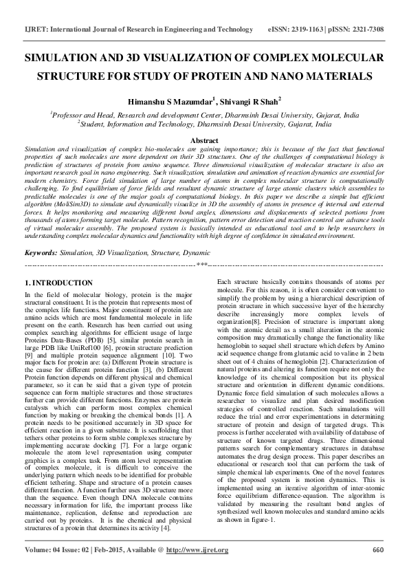 (PDF) SIMULATION AND 3D VISUALIZATION OF COMPLEX MOLECULAR STRUCTURE ...