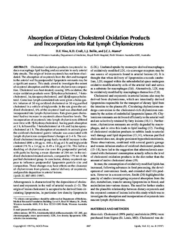 (PDF) Absorption of dietary cholesterol oxidation products and ...