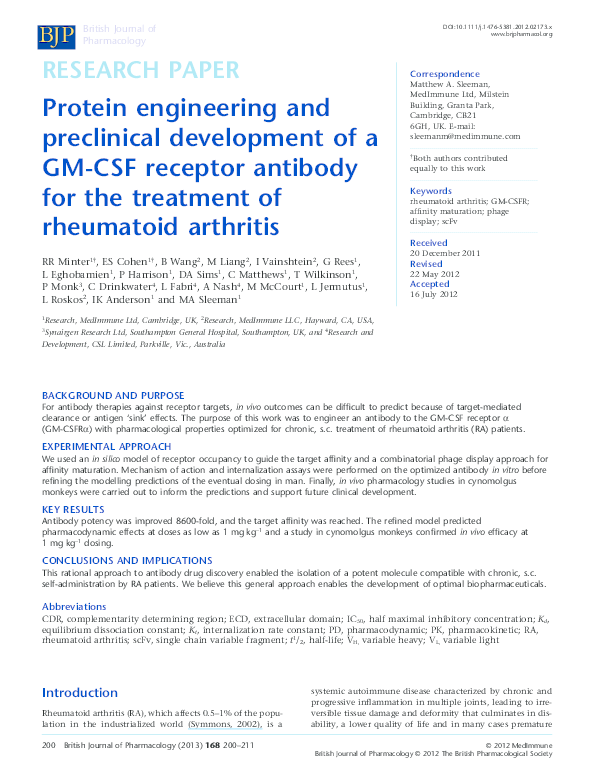 (PDF) Protein engineering and preclinical development of a GM-CSF ...
