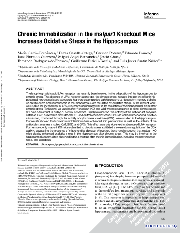 (PDF) Chronic Immobilization in the ma lpar1 Knockout Mice Increases ...