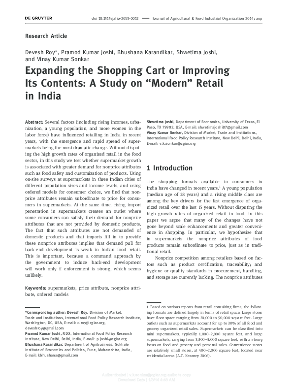 (PDF) Expanding the Shopping Cart or Improving Its Contents: A Study on ...