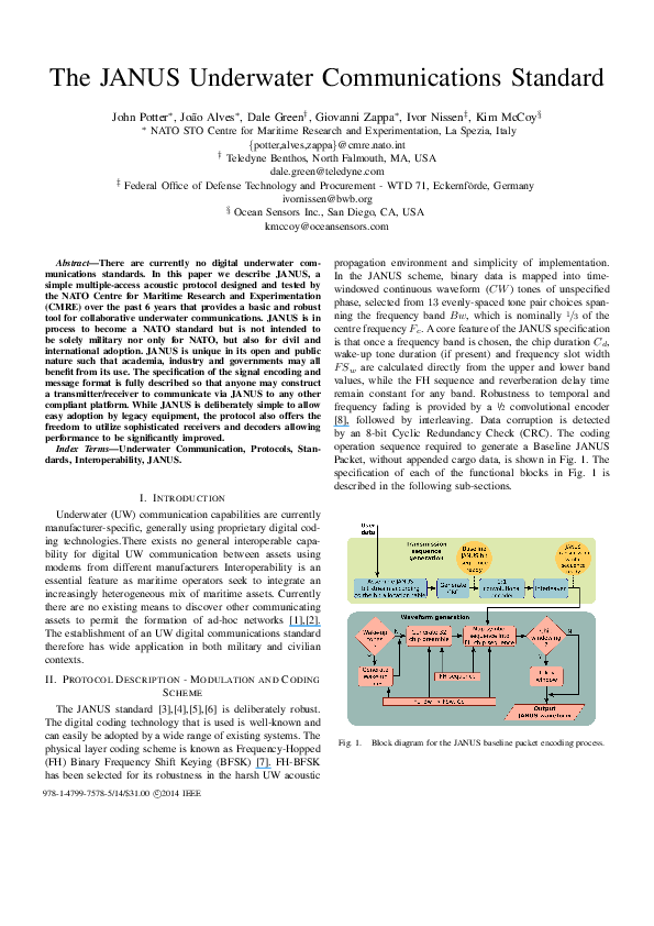 (PDF) The JANUS underwater communications standard