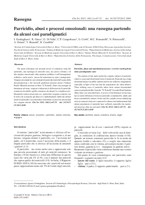 (PDF) [Parricide, abuse and emotional processes: A review starting from ...