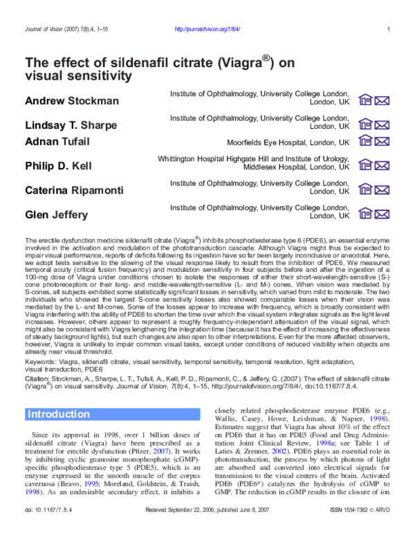 (PDF) The effect of sildenafil citrate (Viagra) on visual sensitivity