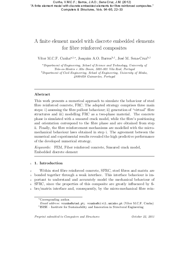 (PDF) A finite element model with discrete embedded elements for fibre ...