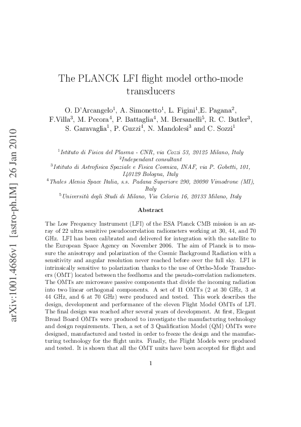 (PDF) The Planck-LFI flight model ortho-mode transducers
