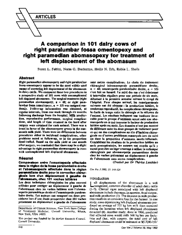 (PDF) A comparison in 101 dairy cows of right paralumbar fossa ...