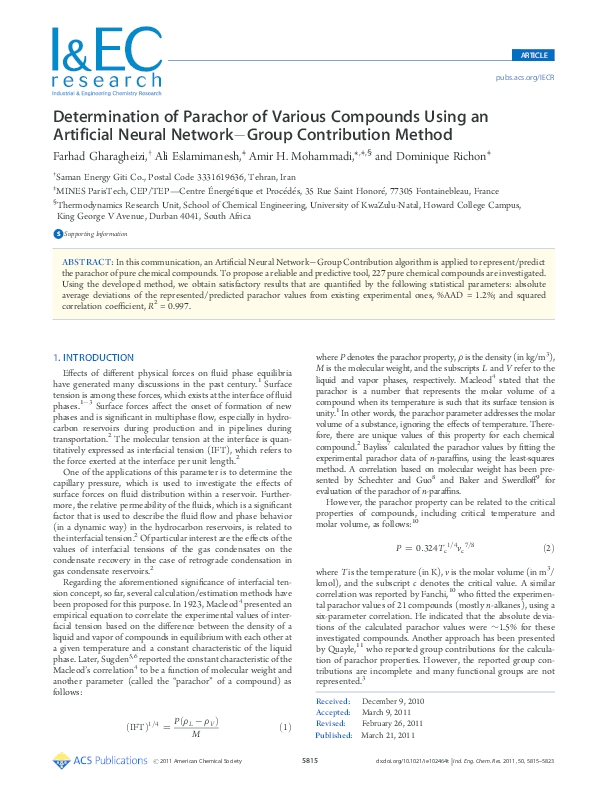 (PDF) Determination of Parachor of Various Compounds Using an ...