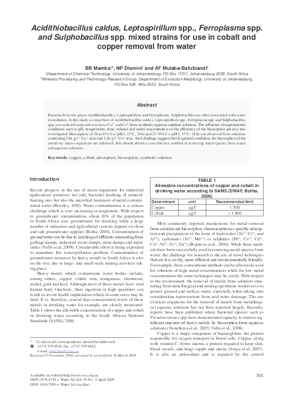 (PDF) Acidithiobacillus caldus, Leptospirillum spp., Ferroplasma spp ...