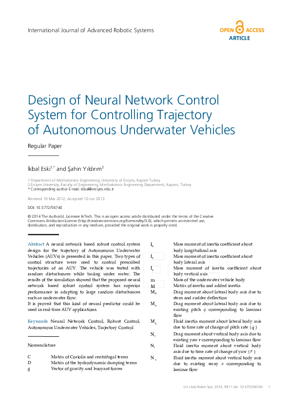 (PDF) Design of Neural Network Control System for Controlling ...