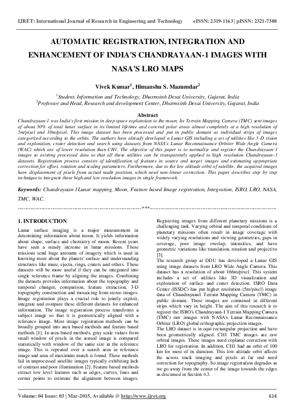 (PDF) AUTOMATIC REGISTRATION, INTEGRATION AND ENHANCEMENT OF INDIA'S ...