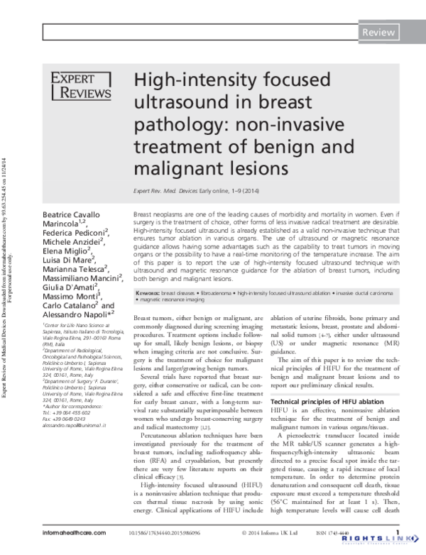 Pdf High Intensity Focused Ultrasound Surgery Of The Future John