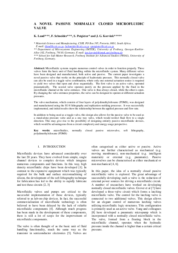 (PDF) Novel passive normally closed microfluidic valve