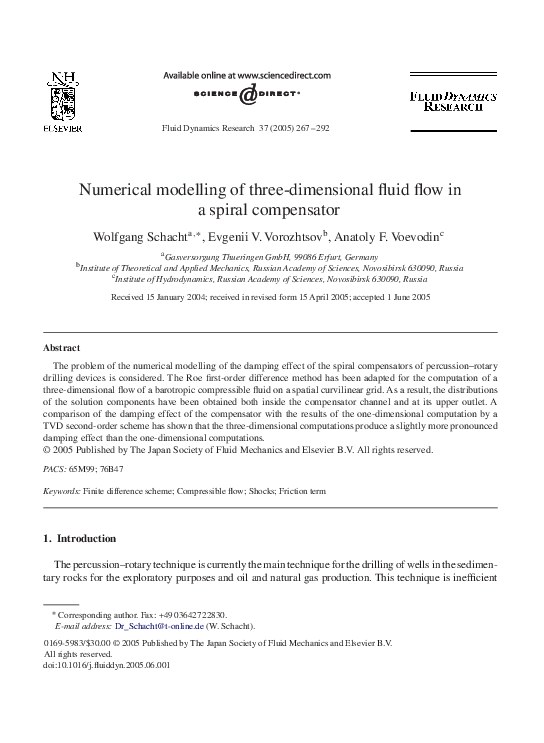 (PDF) Numerical modelling of three-dimensional fluid flow in a spiral compensator | Evgenii ...