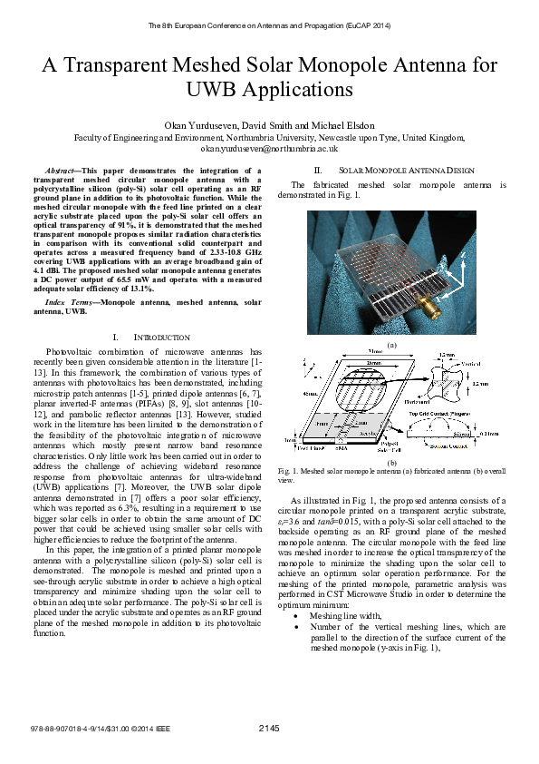 (PDF) A transparent meshed solar monopole antenna for UWB applications