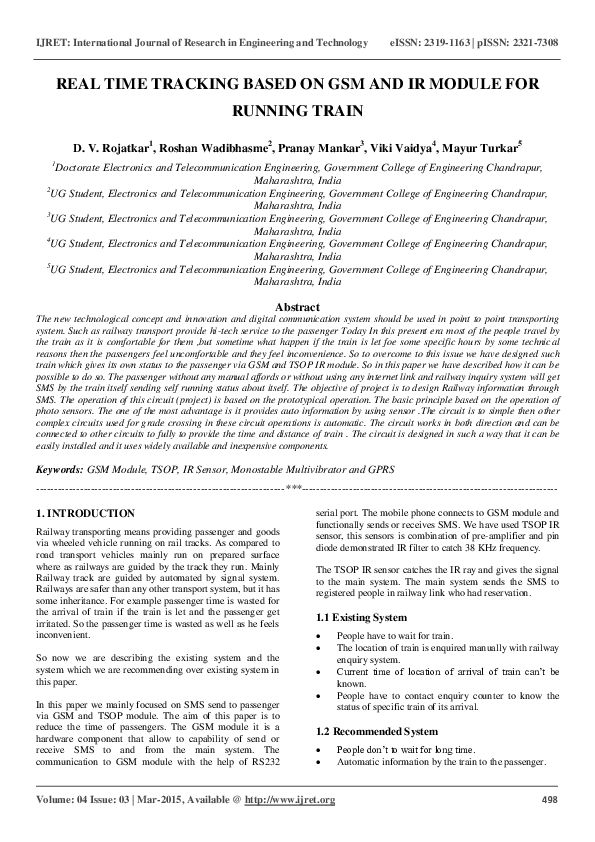 (PDF) REAL TIME TRACKING BASED ON GSM AND IR MODULE FOR RUNNING TRAIN