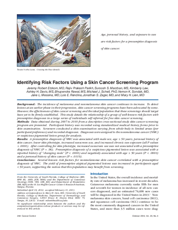 (PDF) Identifying risk factors using a skin cancer screening program