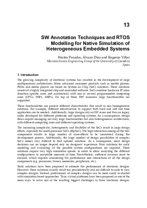 (PDF) SW Annotation Techniques and RTOS Modelling for Native Simulation of Heterogeneous ...