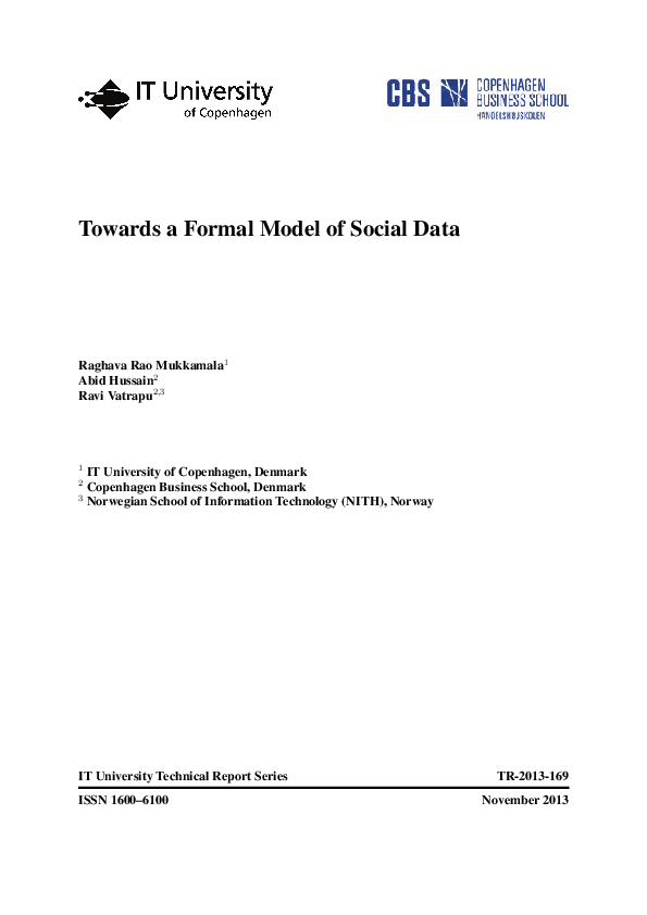 (PDF) Formal Modeling of Social Data Analytics