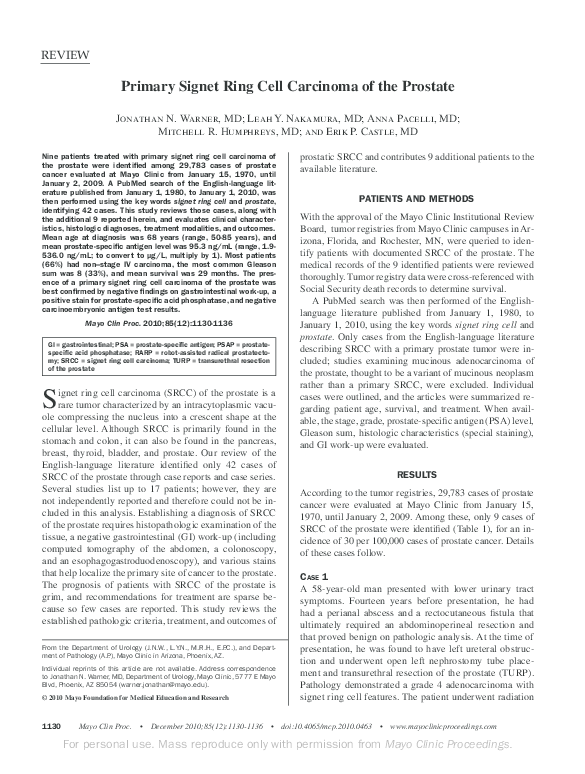 (PDF) Primary Signet Ring Cell Carcinoma of the Prostate