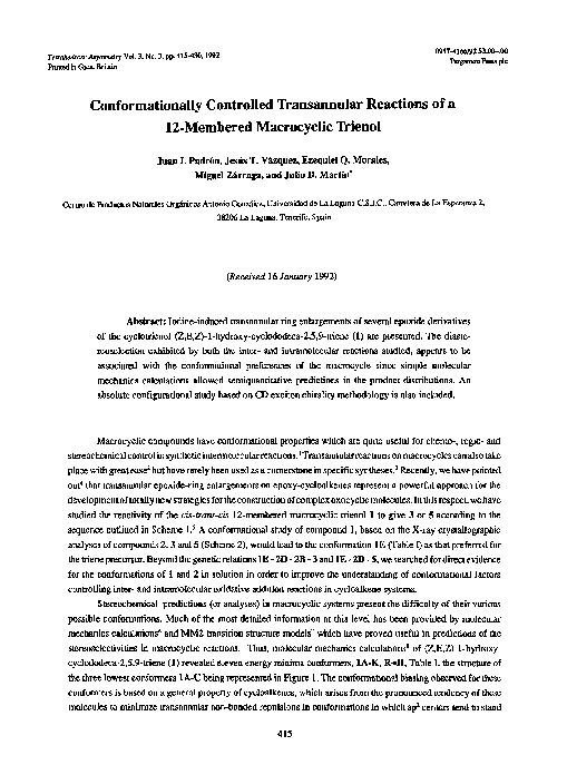 (PDF) Conformationally controlled transannular reaction of a 12 ...