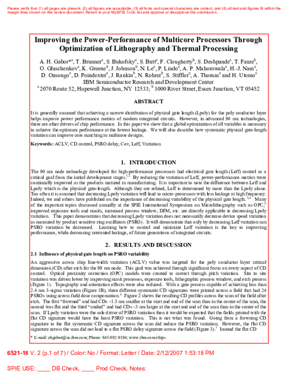 Pdf Improving The Power Performance Of Multicore Processors Through Optimization Of