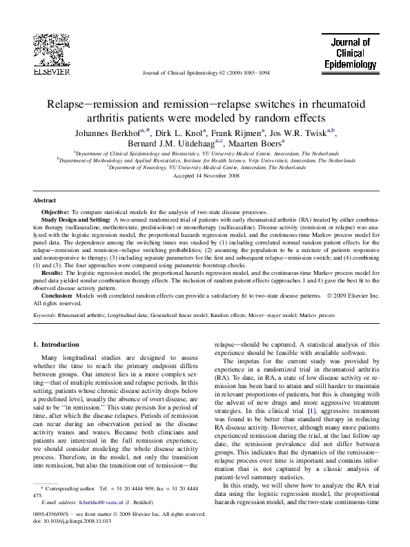 (PDF) Relapse–remission and remission–relapse switches in rheumatoid ...