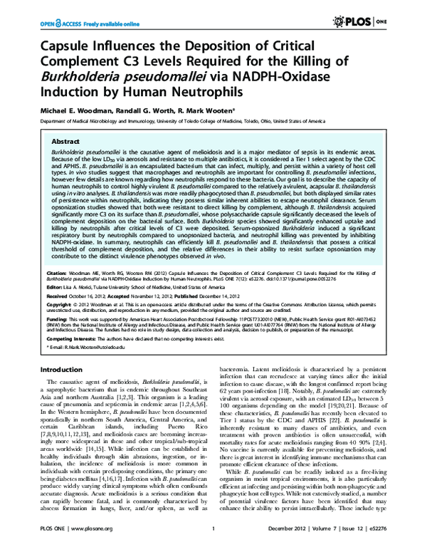 (PDF) Capsule Influences the Deposition of Critical Complement C3 ...