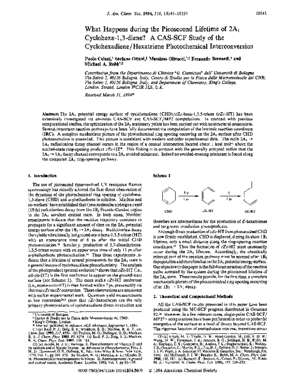 (PDF) What Happens during the Picosecond Lifetime of 2A1 Cyclohexa-1,3 ...