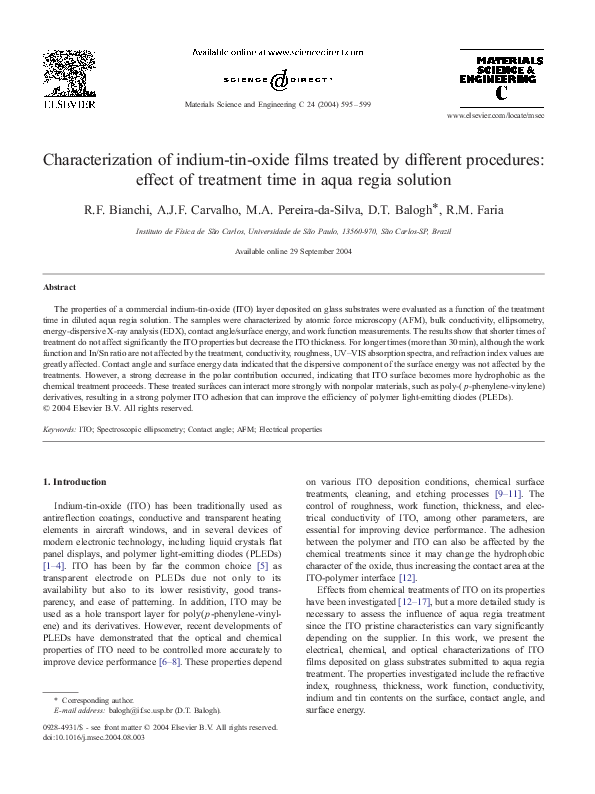 (PDF) Characterization of indium-tin-oxide films treated by different procedures: effect of ...