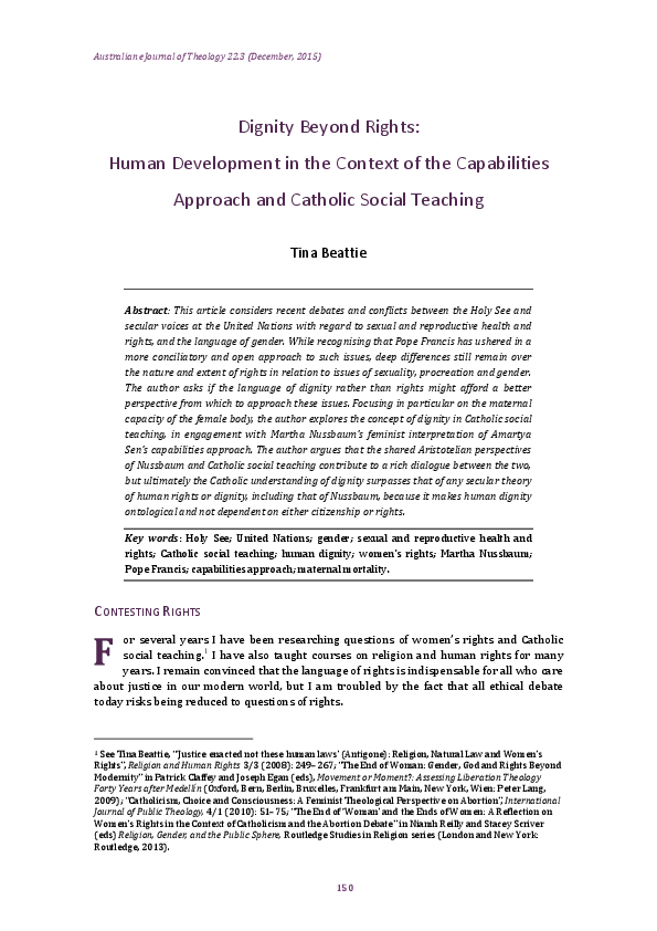 Dignity Beyond Rights: Human Development in the Context of the ...