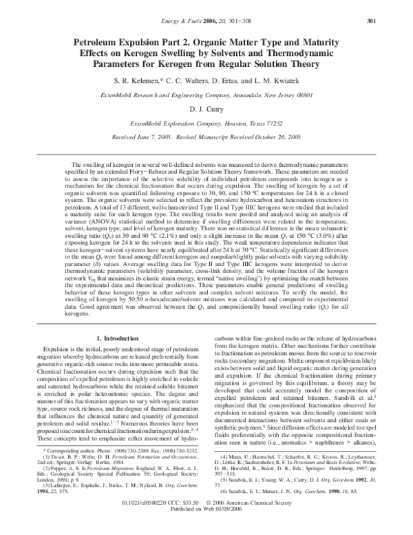 (PDF) Petroleum Expulsion Part 2. Organic Matter Type and Maturity ...